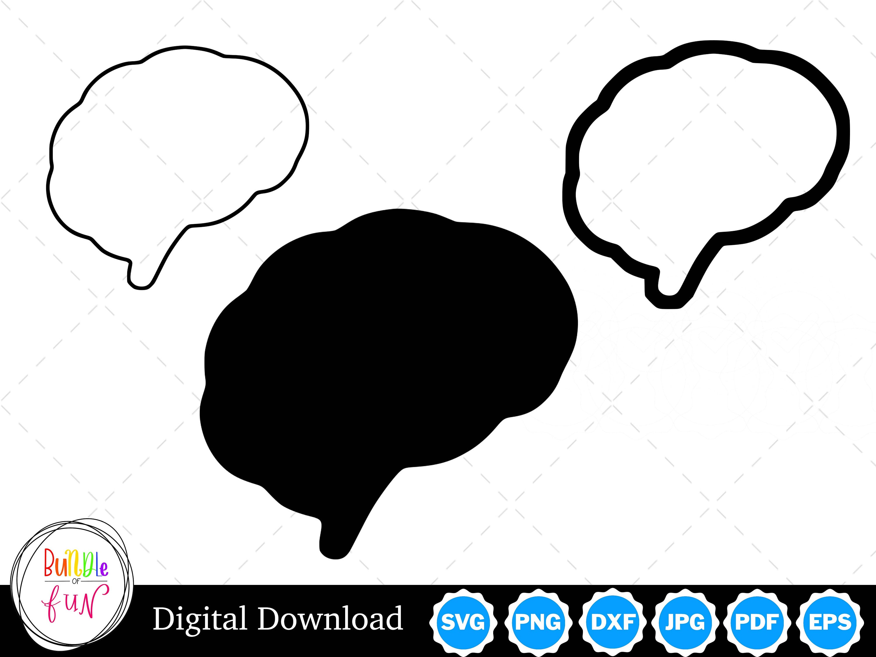Silueta De Cerebro Con Dos Contornos Cerebro Svg Esquema De Cerebro Svg Archivos De Corte