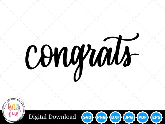 Cursive Script Congrats Handwritten Vector Image Cut Files - Etsy