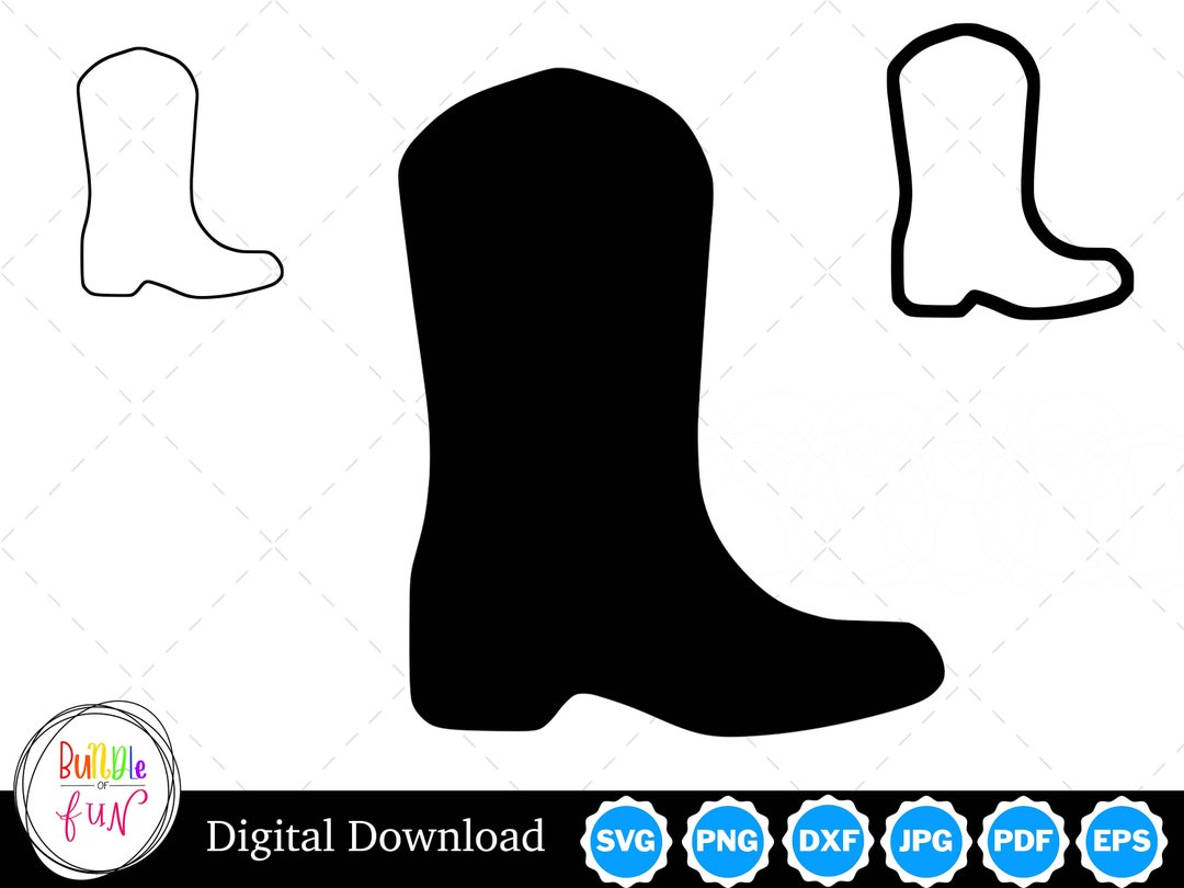 Cowboy Boots Silhouette With Two Outlines | Cowboy Boots SVG Cowboy ...