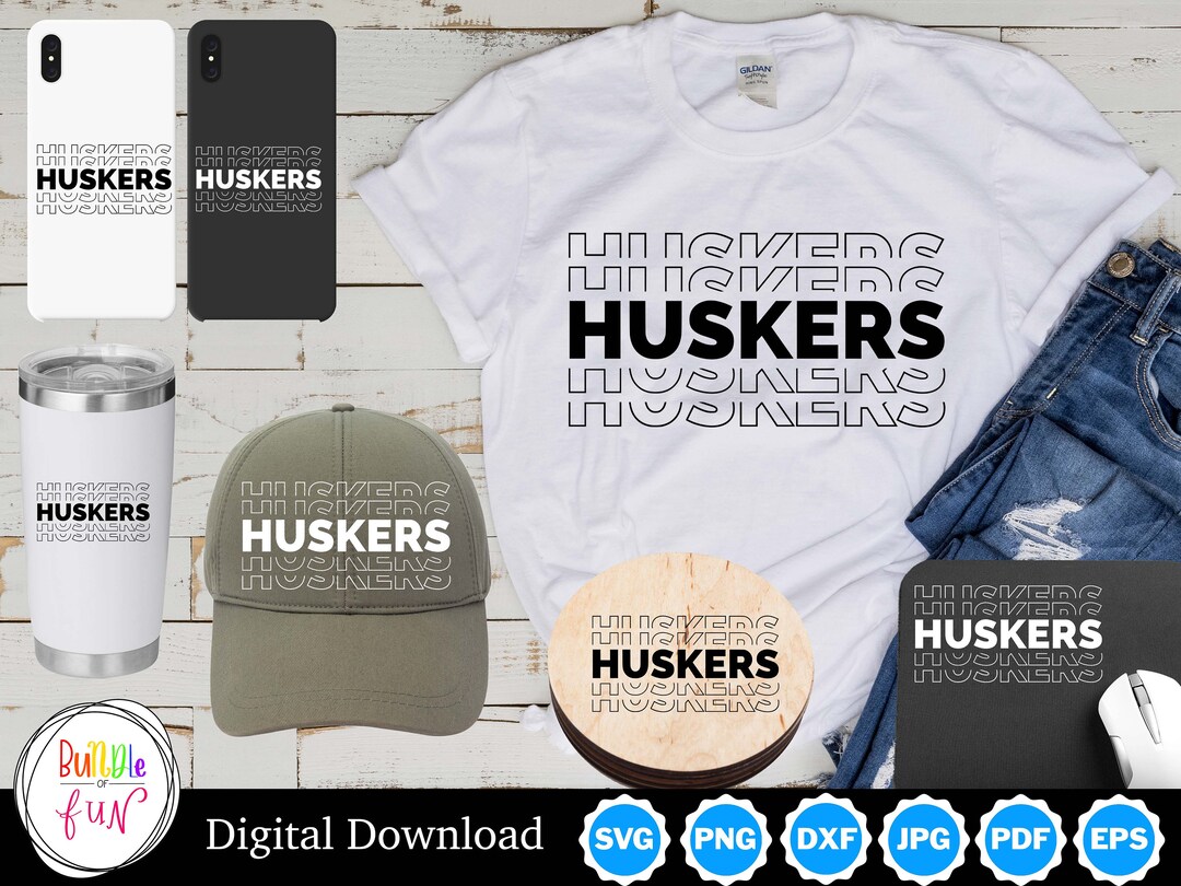 Huskers Team Design, Team Apparel, Includes Black and White Lettering ...
