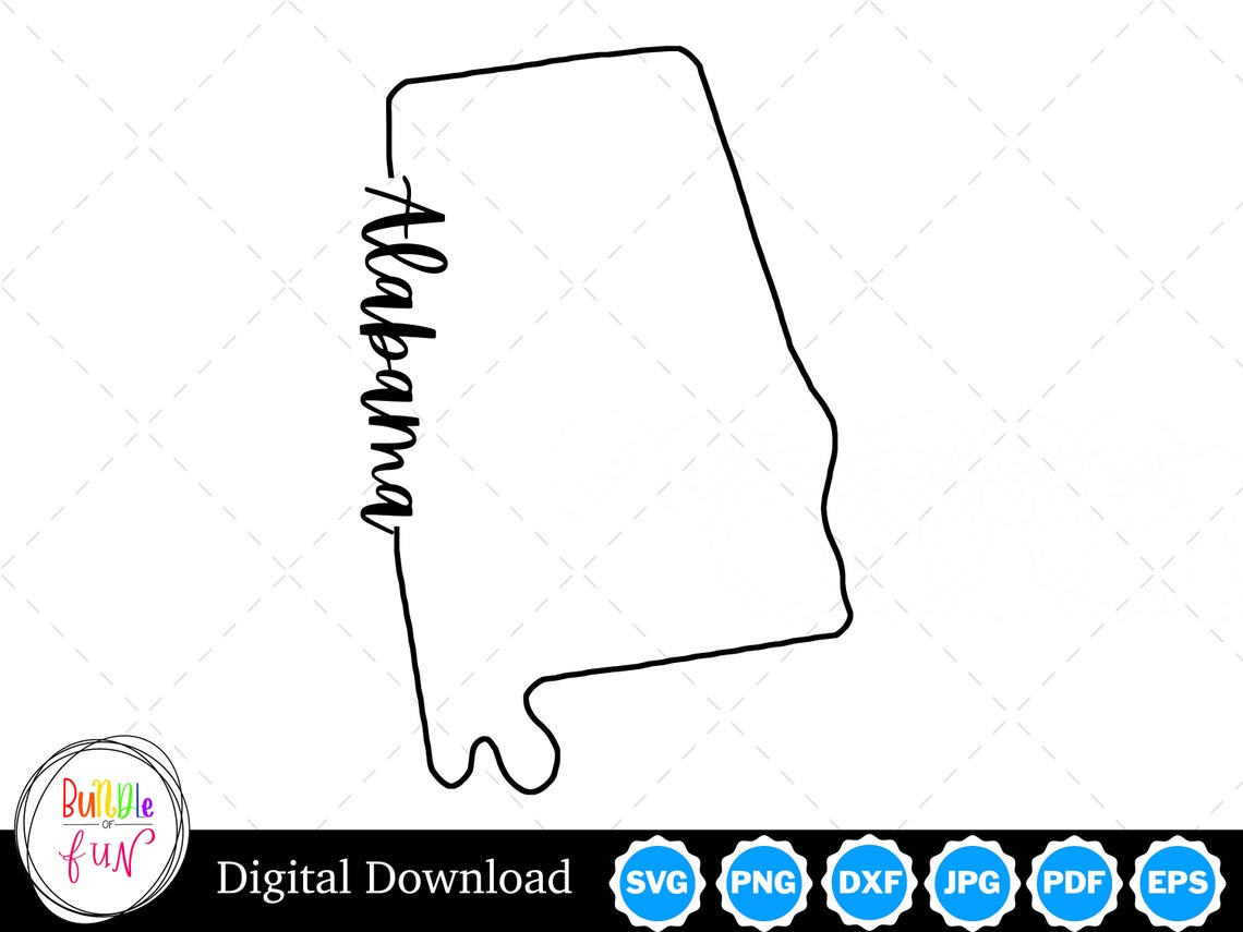 Alabama State Outline Design, Alabama PNG, Alabama SVG, Alabama Cut ...