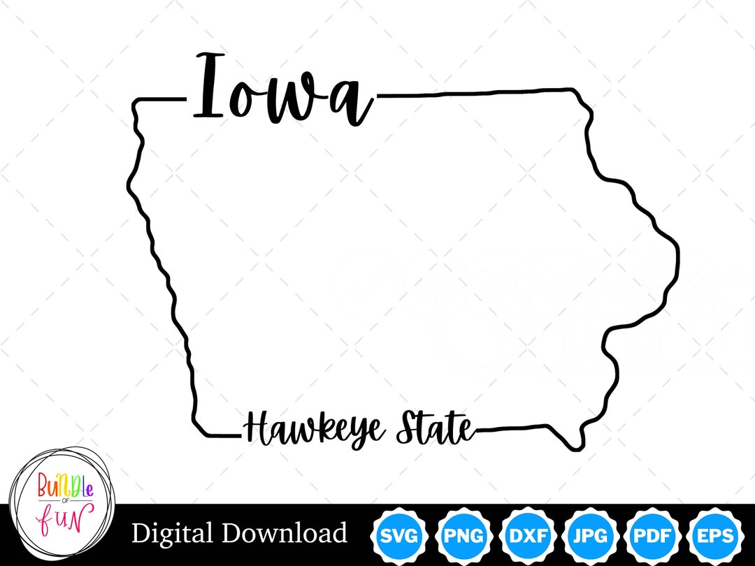 Iowa State Outline Design, Iowa PNG, Iowa SVG, Iowa Cut Files, Digital ...