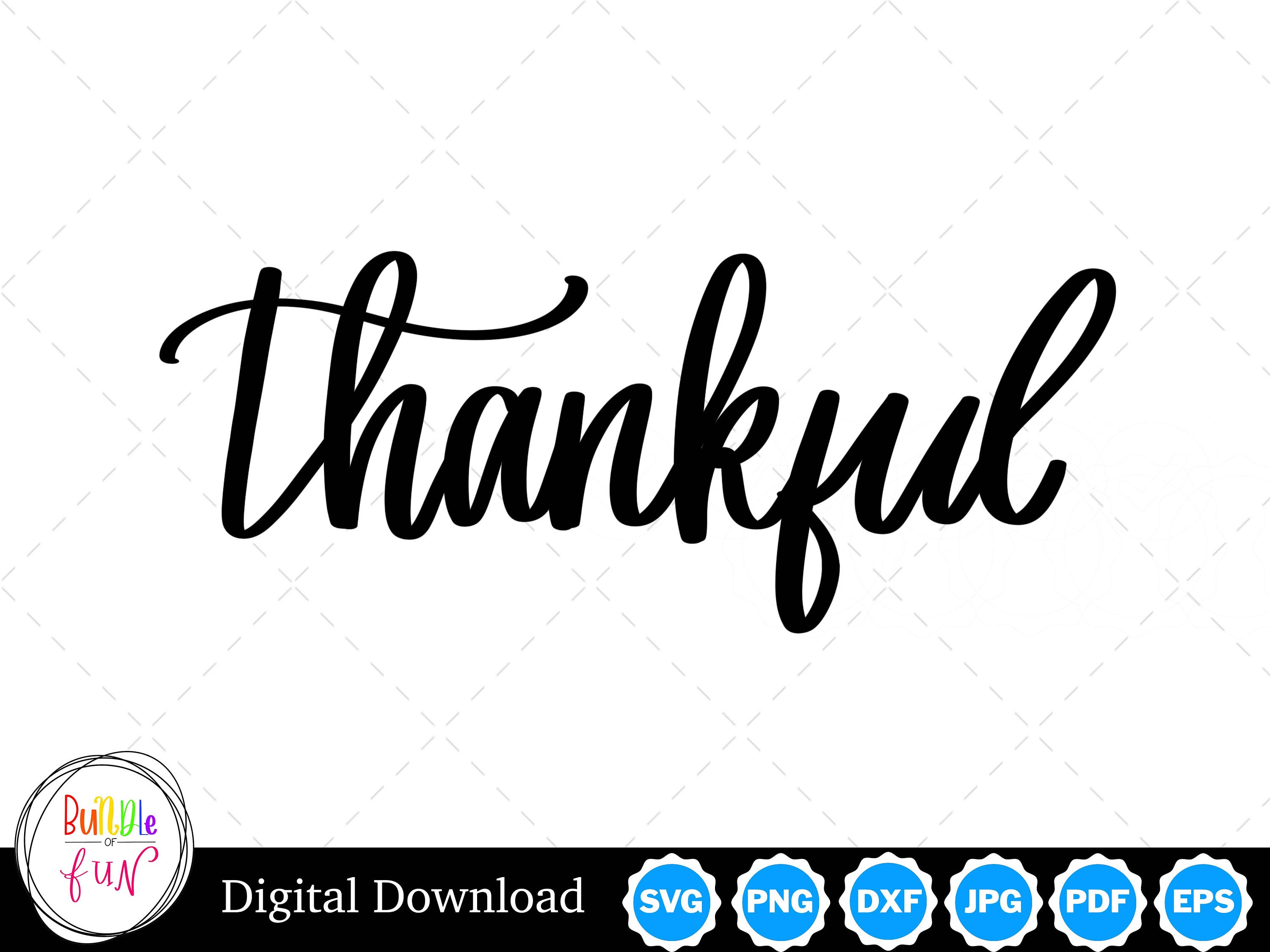 Cursive Script Thankful Handwritten Vector Image Cut Files With SVG ...