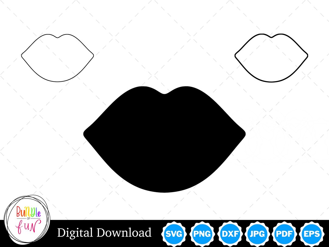 Kiss Lips Silhouette With Two Outlines | Kiss Lips SVG Kiss Lips ...