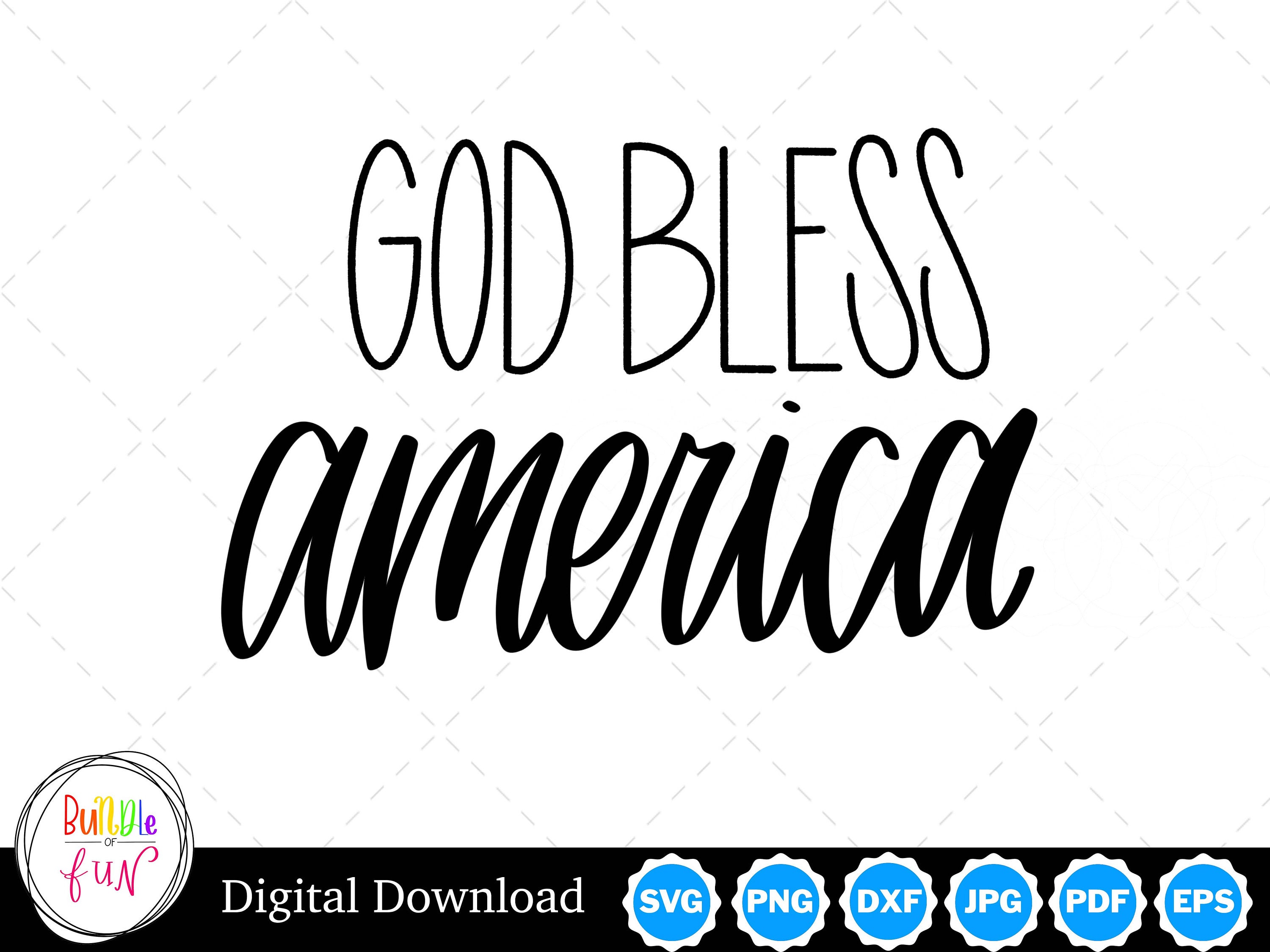 Cursive Script God Bless America Handwritten Vector Image Cut Files ...