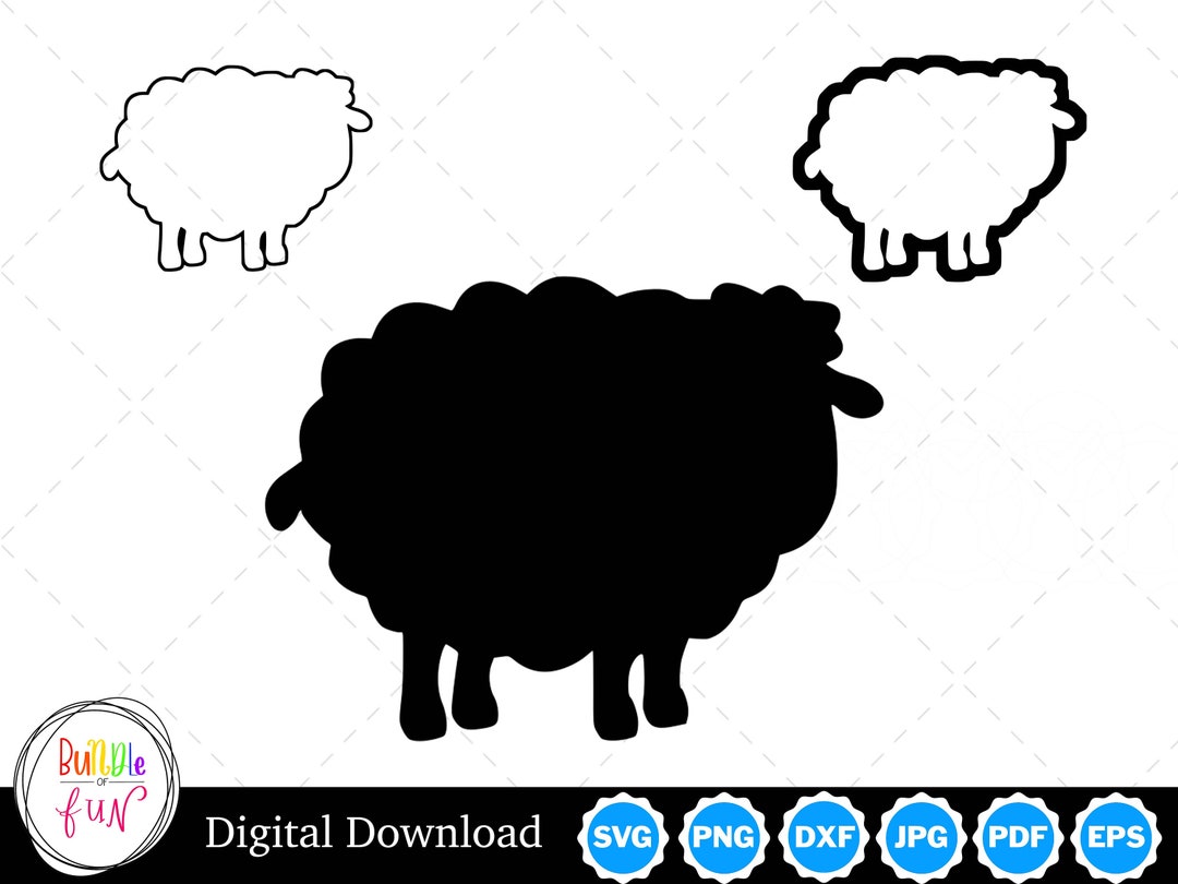 Sheep Silhouette With Two Outlines | Sheep SVG Lamb SVG | Sheep Cut ...
