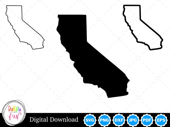California State Silhouette With Two Outlines California | Etsy