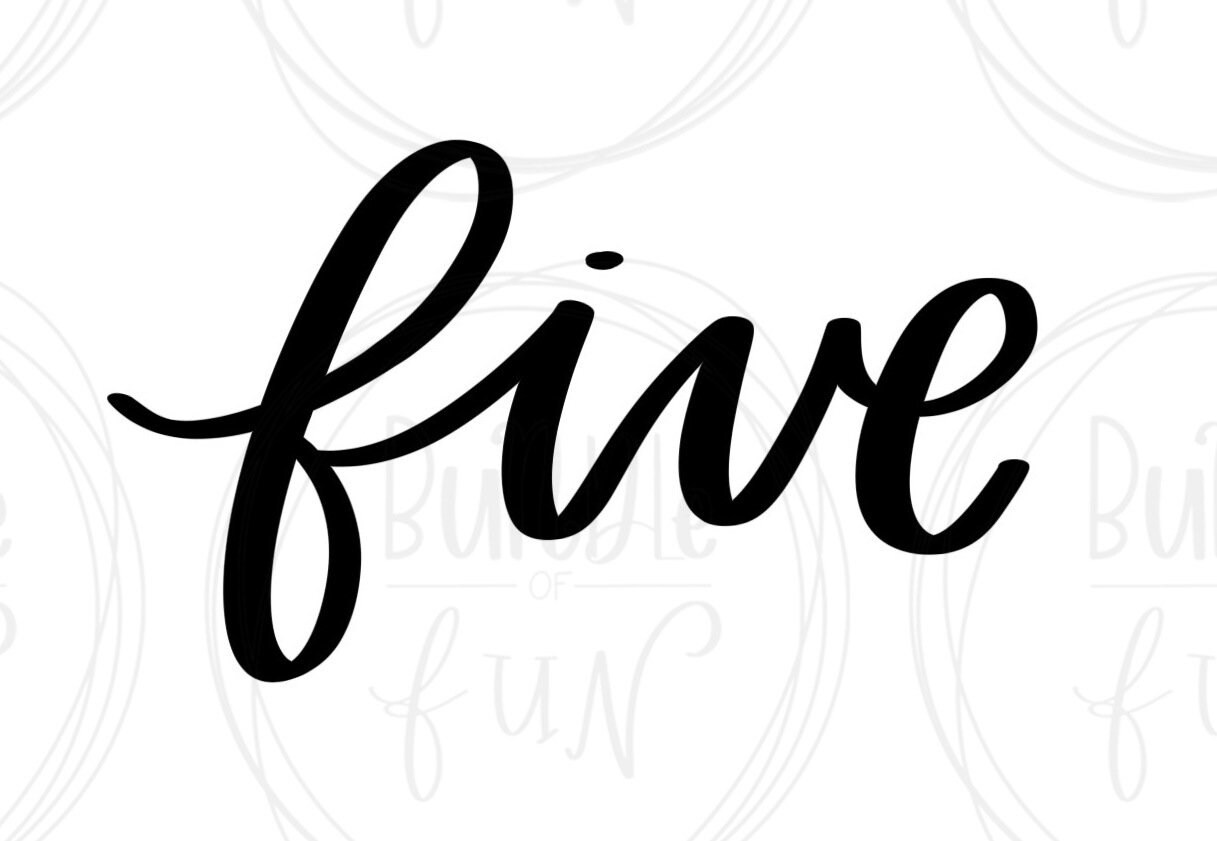 Cursive Script Number Five Vector Image Cut Files With SVG Eps Pdf Cursive Script Number Five Vector Image Cut Files With SVG Eps Pdf