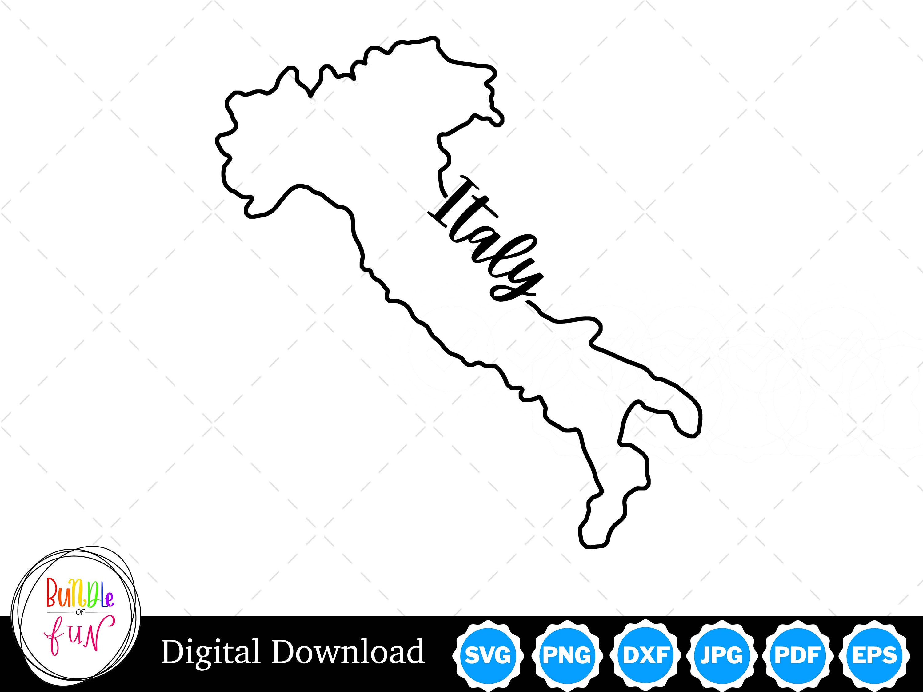 Italy Outline Design, Italy PNG, Italy SVG, Italy Cut Files, Digital ...