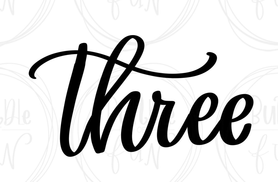 Cursive Script Number Three Vector Image Cut Files With SVG, Eps, Pdf ...