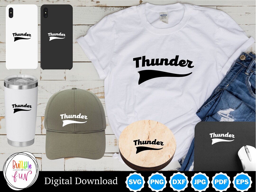 Thunder Team Design, Team Apparel, Includes Black and White Lettering ...