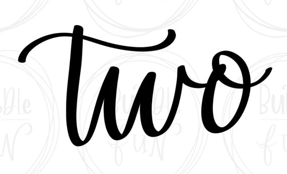 Cursive Script Number Two Vector Image Cut Files with SVG | Etsy