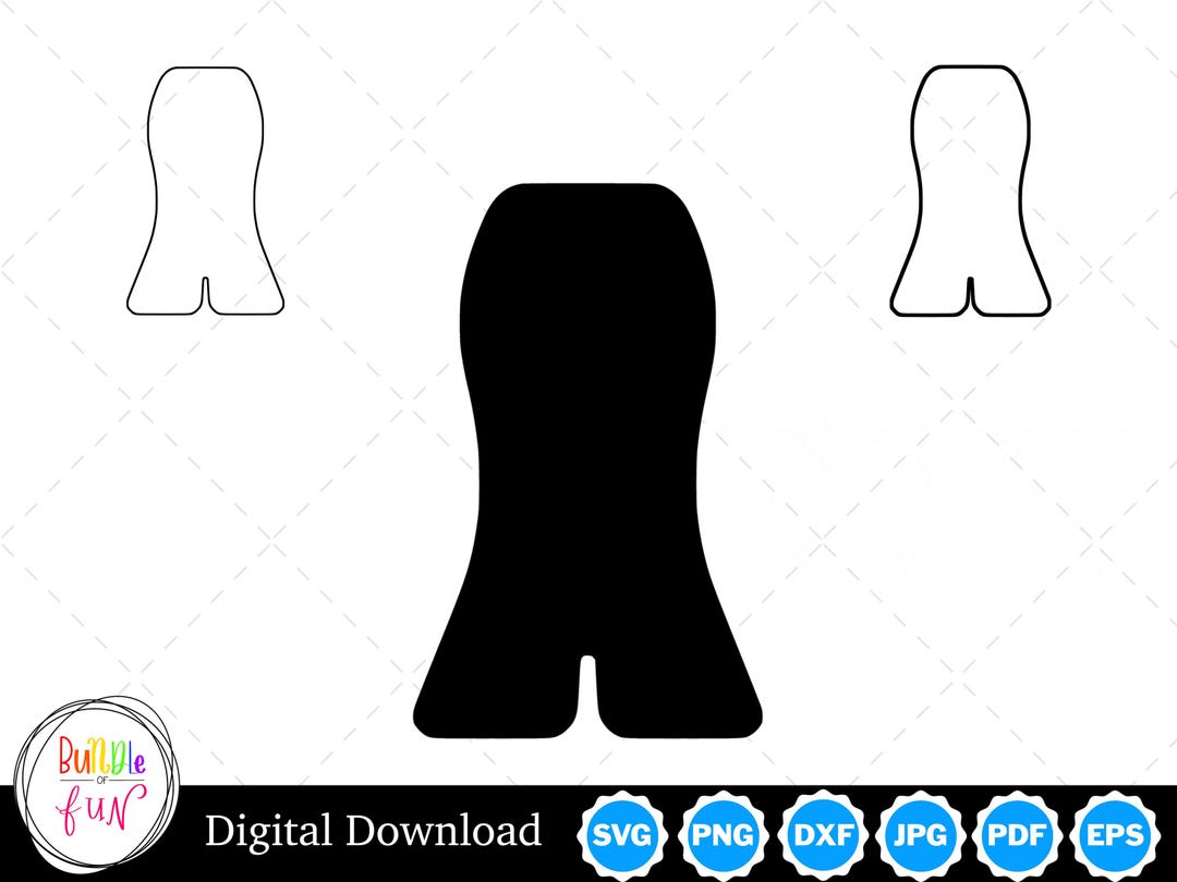 Bell-bottom Pants Silhouette With Two Outlines | Bell-bottom SVG Bell ...