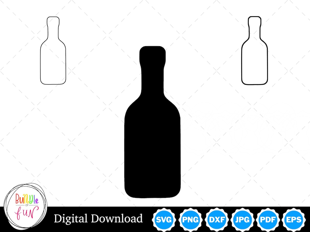 Liquor Bottle Silhouette With Two Outlines | Liquor Bottle SVG Liquor Bottle Outline SVG ...