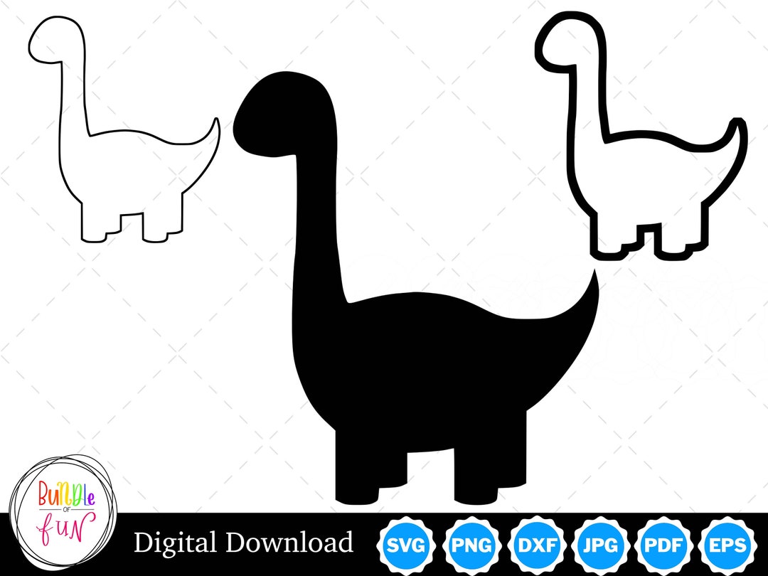 Brachiosaurus Silhouette With Two Outlines | Brachiosaurus SVG ...