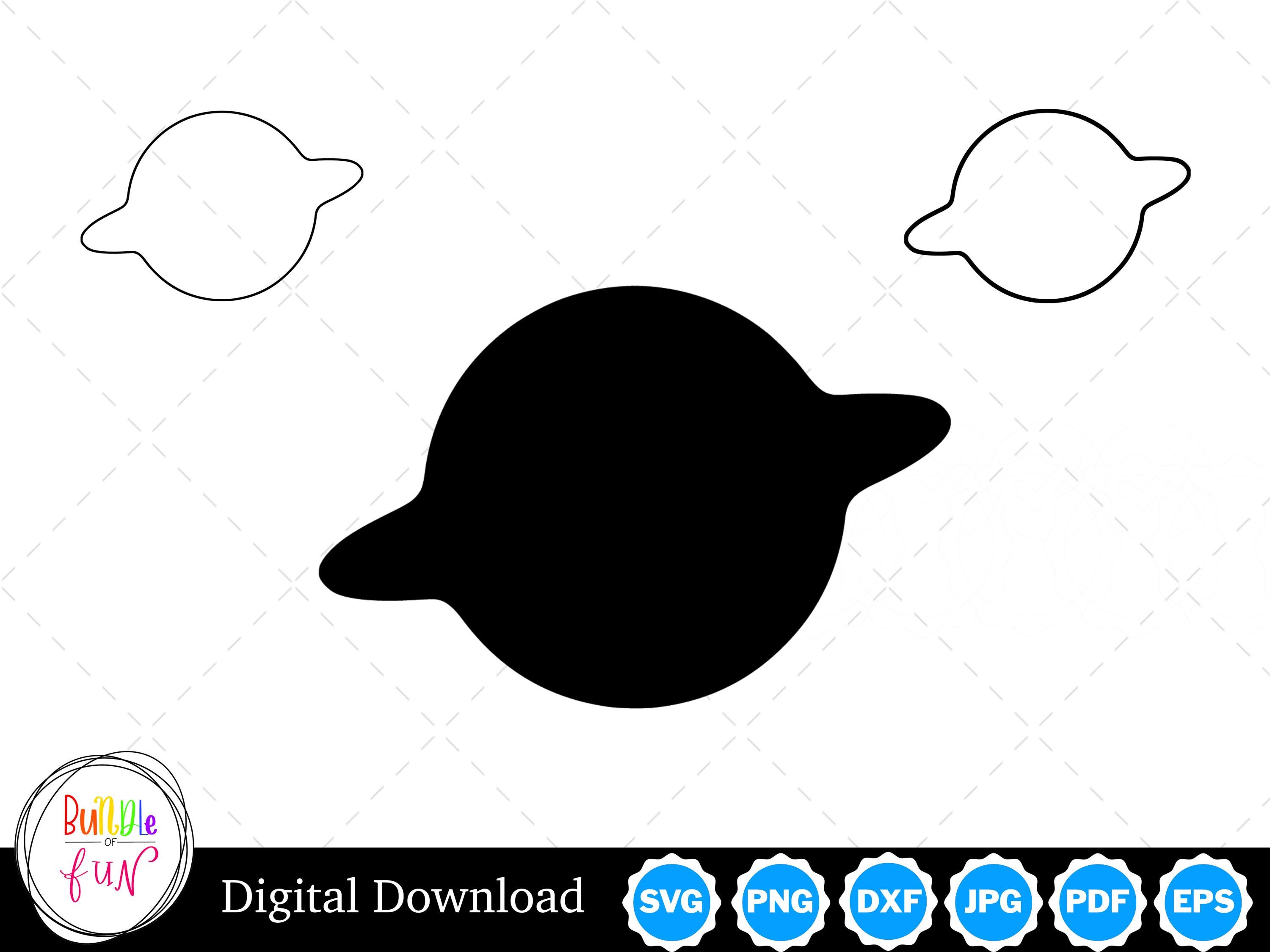 Saturn Silhouette With Two Outlines | Saturn SVG Saturn Outline SVG ...