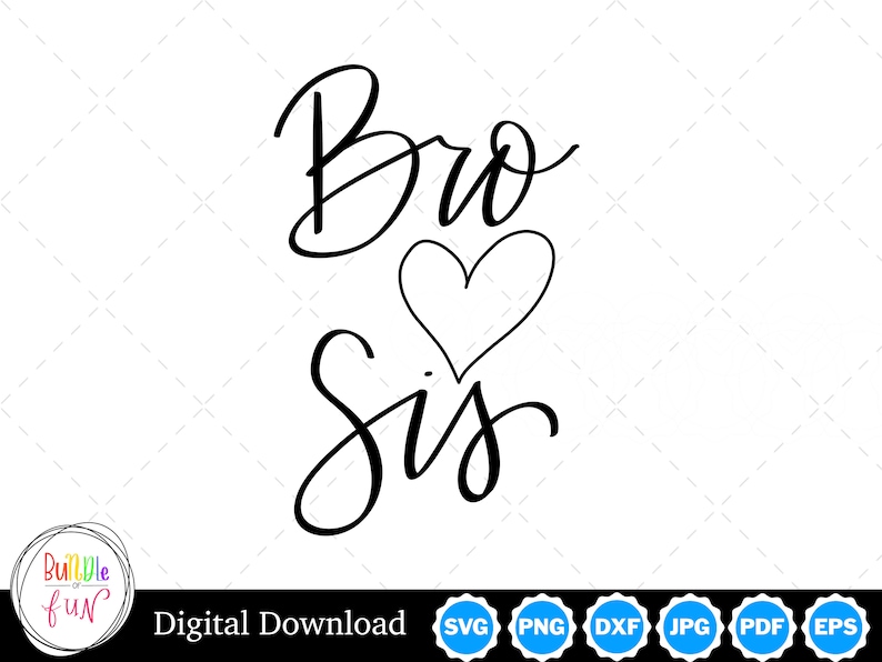 Cursive Script Brother Sister Love Handwritten Vector Image - Etsy