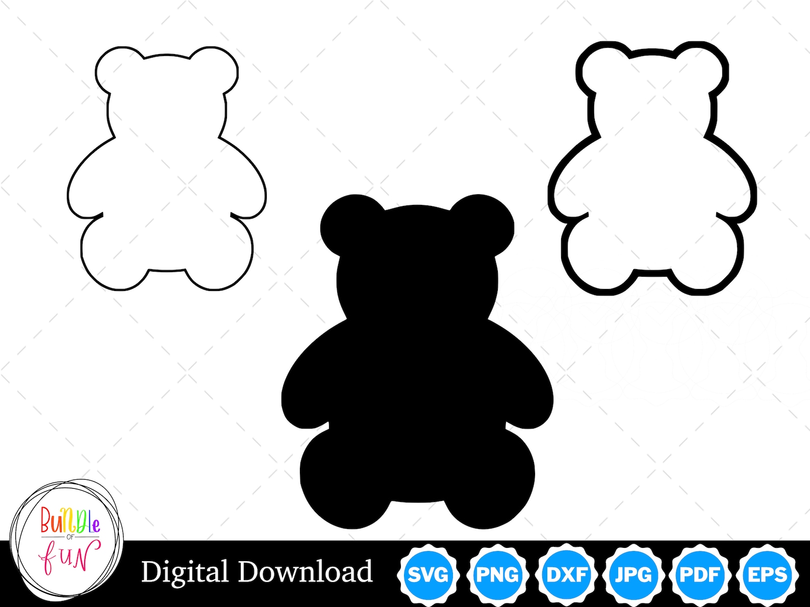 Teddybär-Silhouette mit zwei Umrissen | Teddybär SVG Teddybär Umriss ...