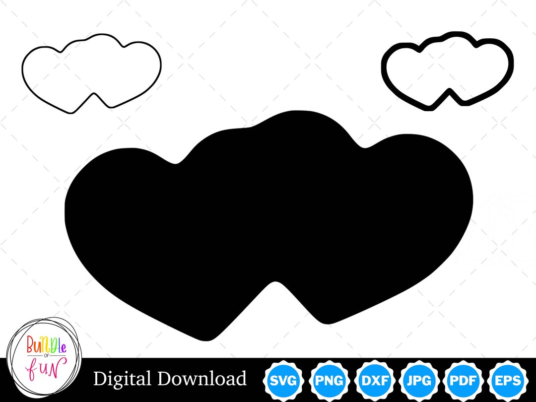 Double Hearts Silhouette With Two Outlines | Double Hearts SVG Double ...