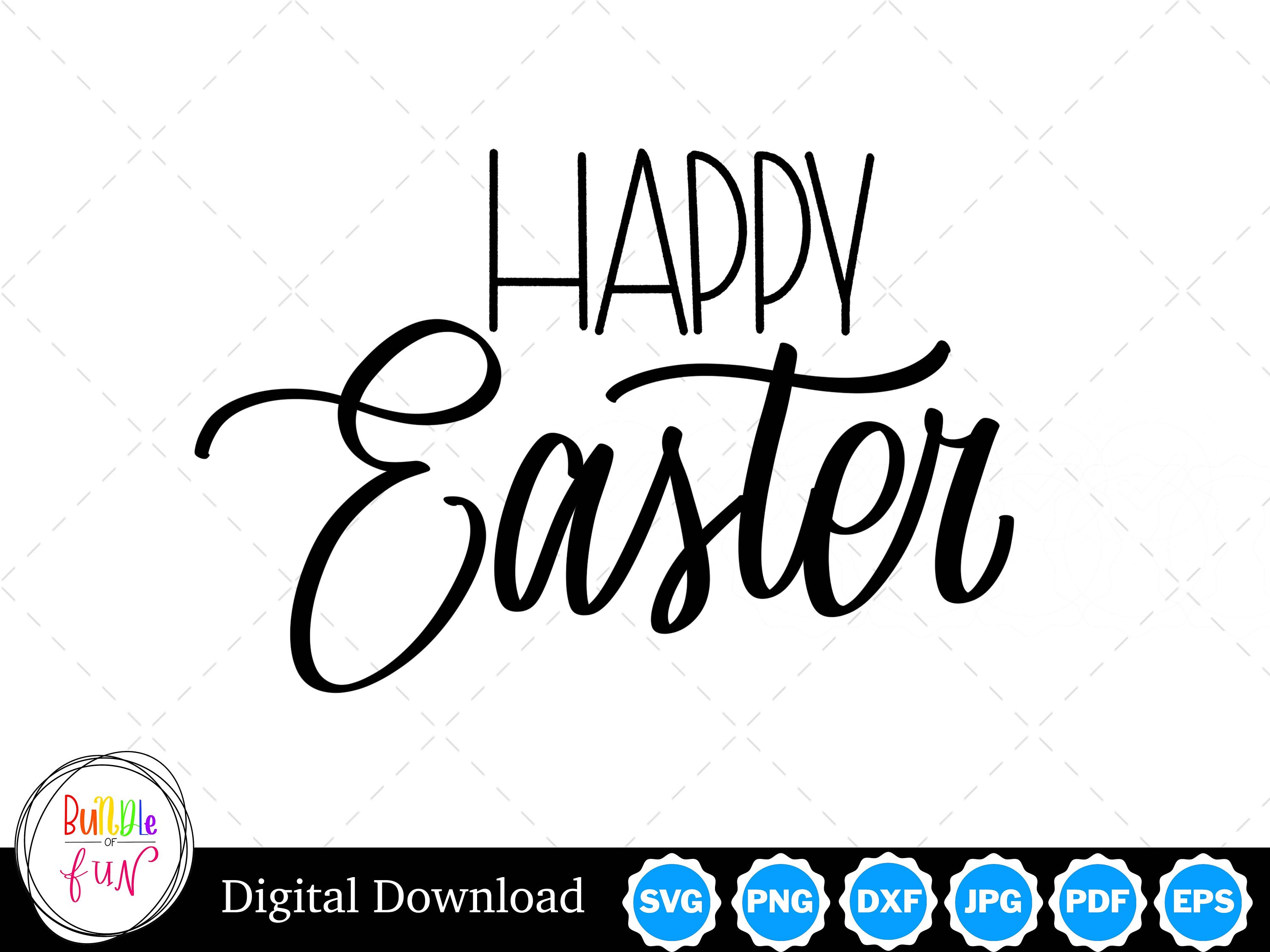 Cursive Script Happy Easter Handwritten Vector Image Cut Files With SVG ...