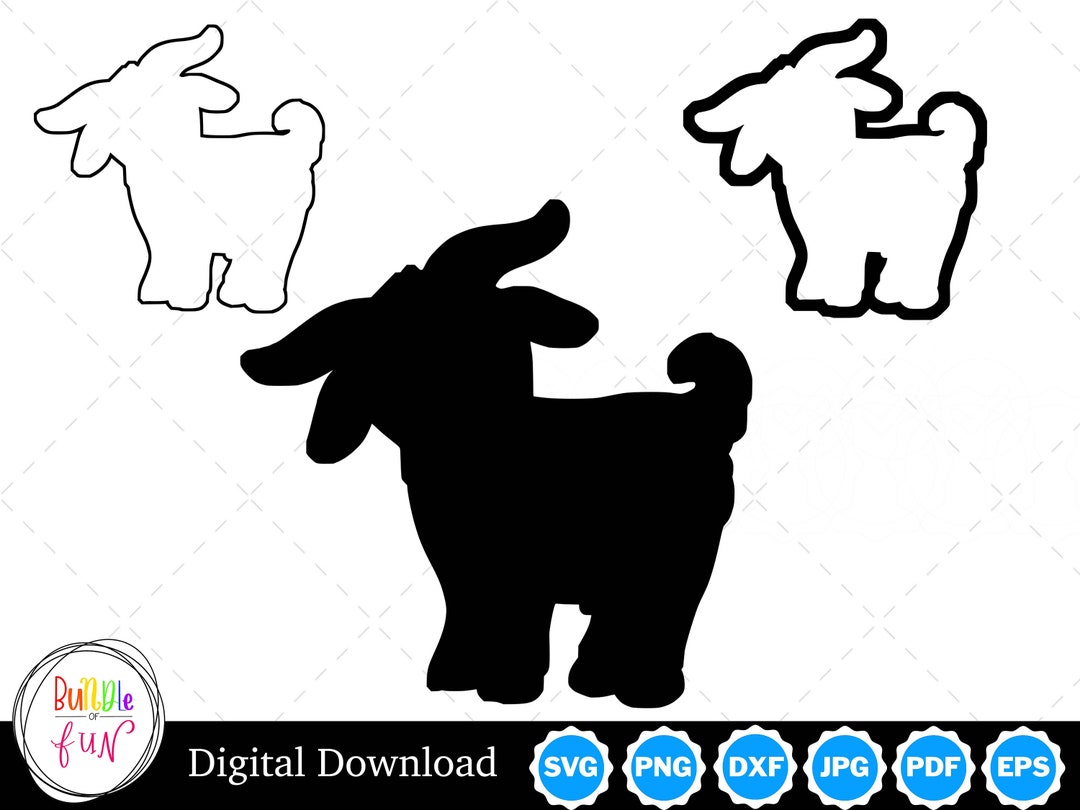 Goat Silhouette With Two Outlines | Goat SVG Goat Outline SVG | Goat ...