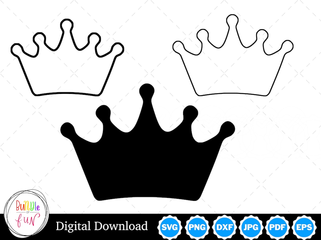 Crown Silhouette With Two Outlines | Crown SVG Crown Outline SVG ...