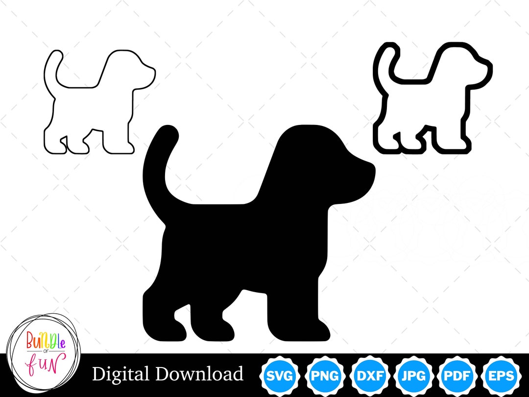 Puppy Dog Silhouette With Two Outlines | Puppy SVG Puppy SVG | Puppy ...