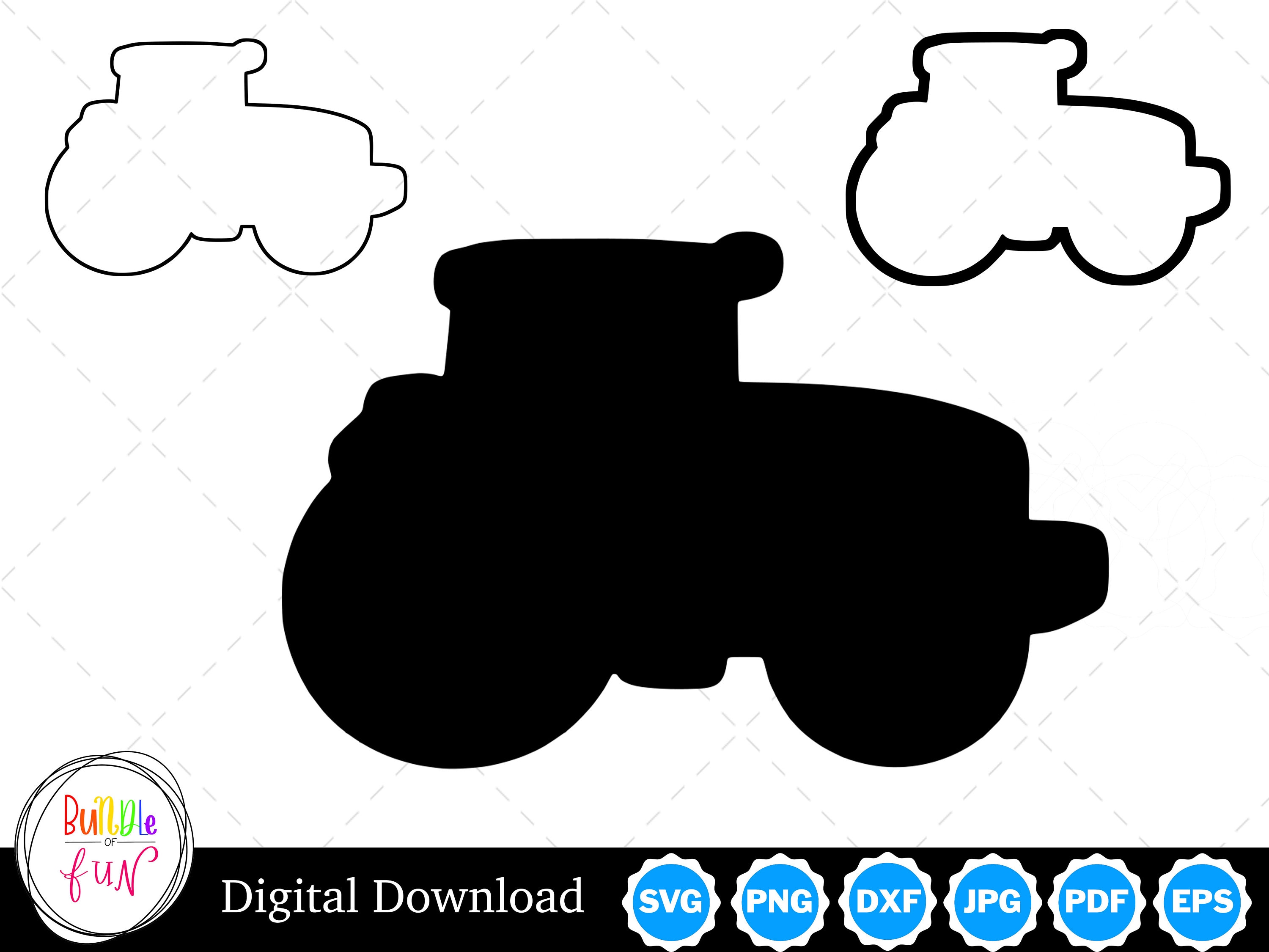 Tractor Silhouette With Two Outlines Tractor SVG Tractor Outline SVG ...