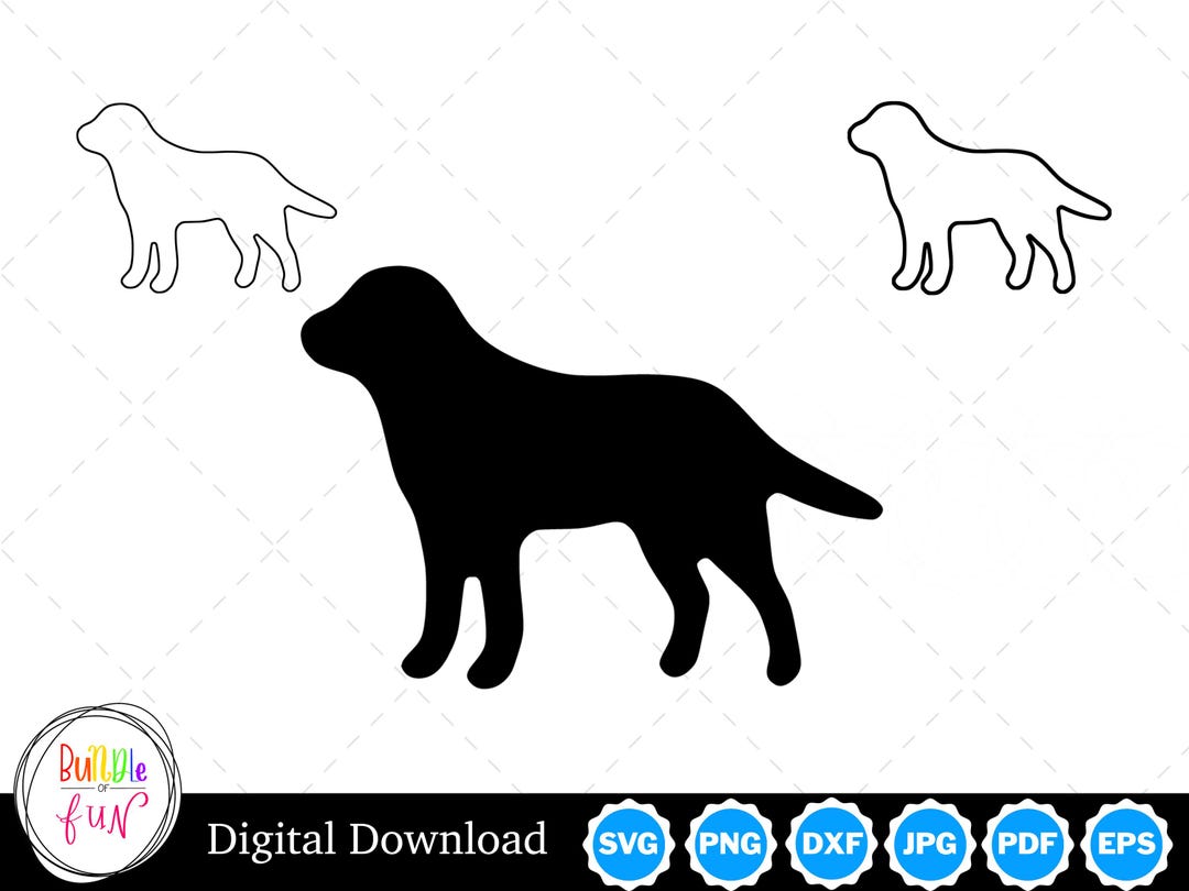 Labrador Dog Silhouette With Two Outlines | Labrador Dog SVG Labrador ...