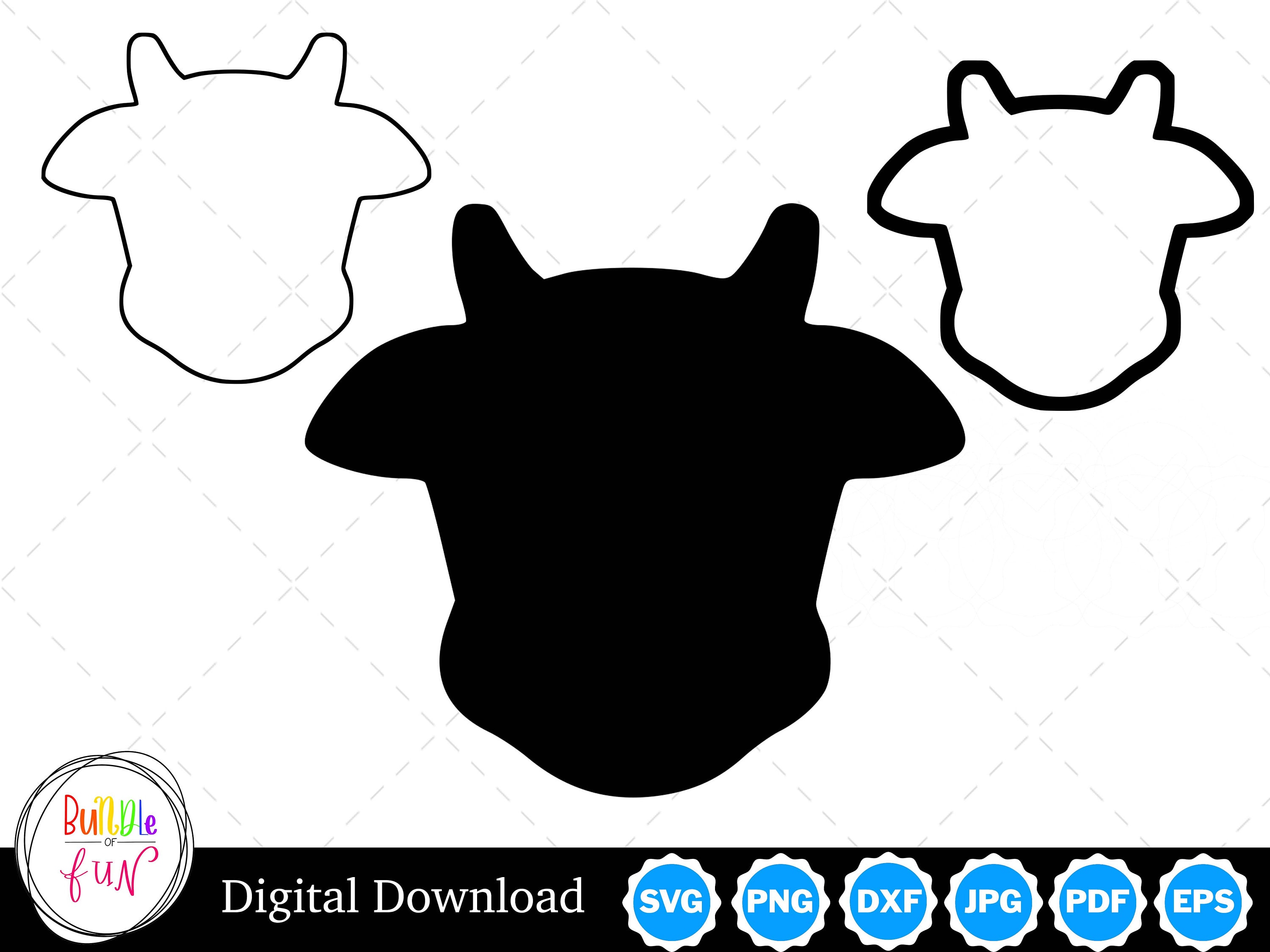 Cow Face Silhouette With Two Outlines Cow Face SVG Cow Head SVG Cow ...
