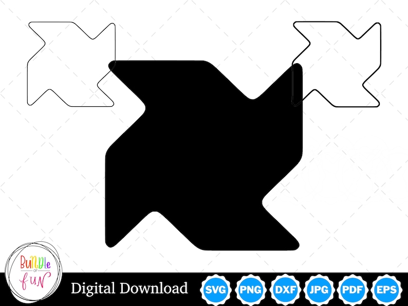 Pinwheel Silhouette With Two Outlines | Pinwheel SVG Pinwheel Outline ...