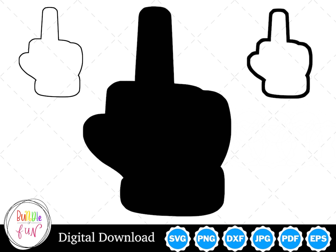 Middle Finger Silhouette With Two Outlines Middle Finger SVG Middle ...