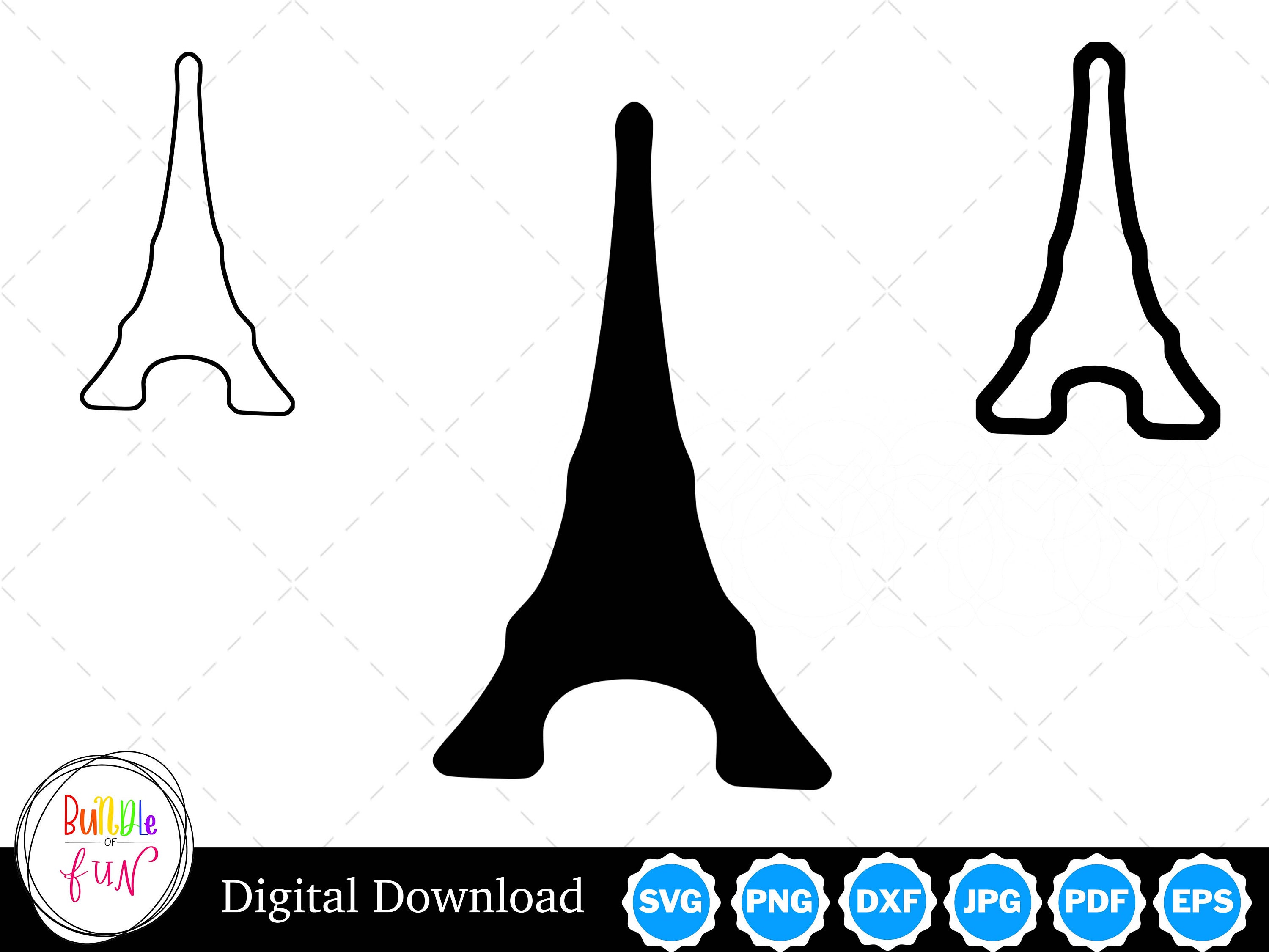 Eiffel Tower Silhouette With Two Outlines | Eiffel Tower SVG Eiffel ...