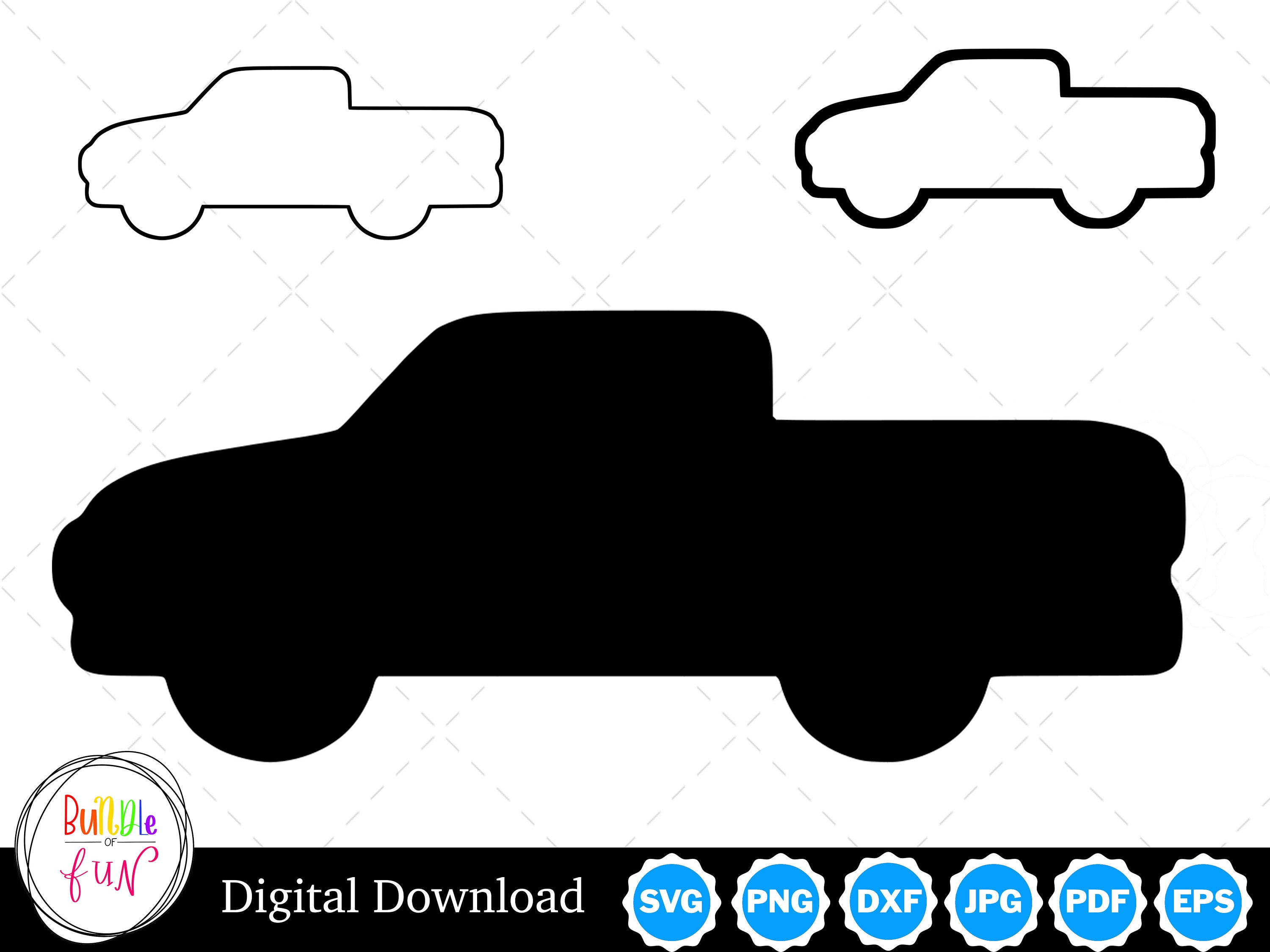 Pickup Truck Silhouette With Two Outlines | Pickup Truck SVG Pickup ...