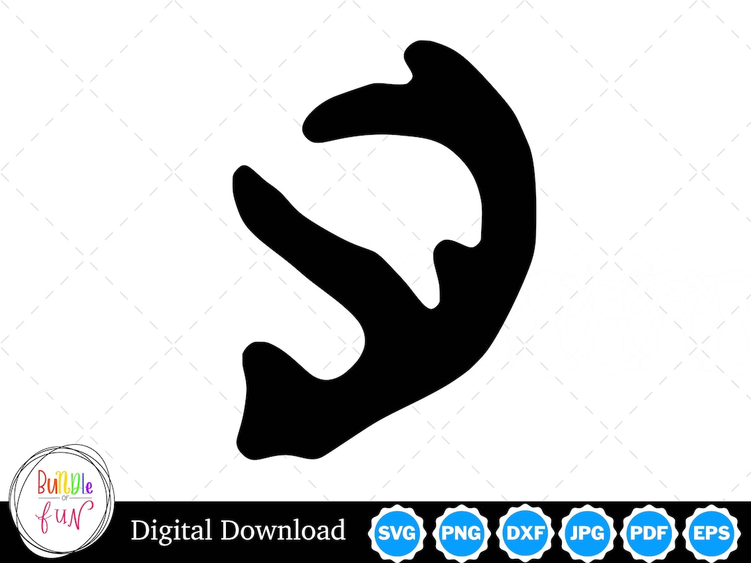 Deer Antler Silhouette With Two Outlines | Deer Antler SVG Deer Antler ...