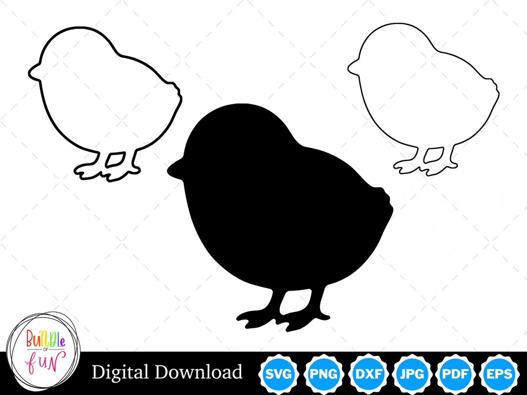 Baby Chick Silhouette With Two Outlines | Baby Chick SVG Baby Chick ...