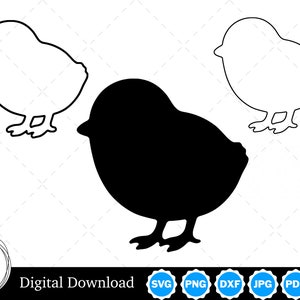 Baby Chick Silhouette With Two Outlines | Baby Chick SVG Baby Chick ...