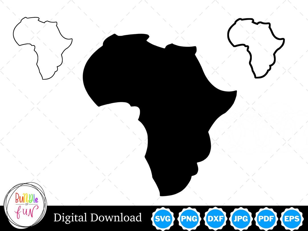 Africa Silhouette With Two Outlines Africa SVG Africa Outline SVG ...