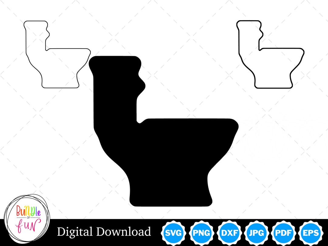 Toilet Silhouette With Two Outlines | Toilet SVG Toilet Outline SVG ...