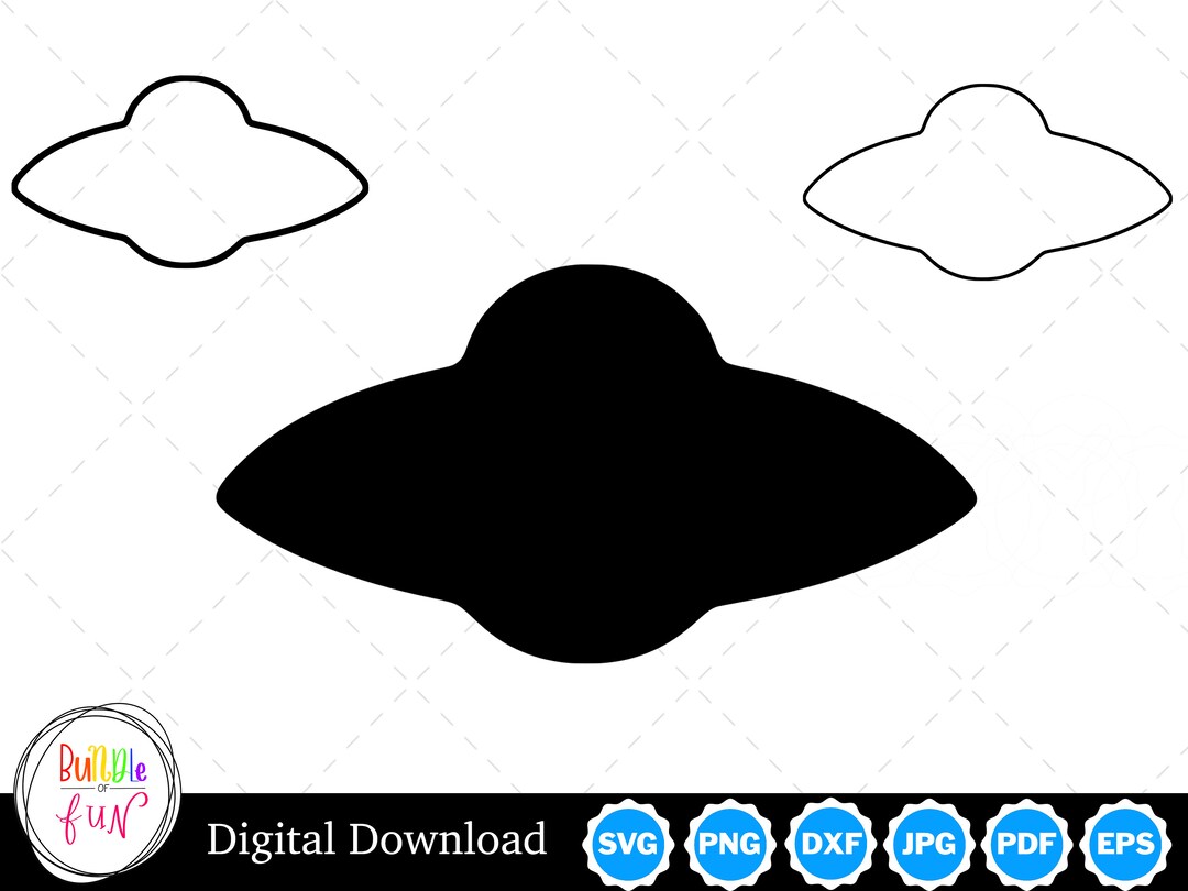 UFO Silhouette With Two Outlines Ufo SVG Ufo Outline SVG Diamond Cut ...