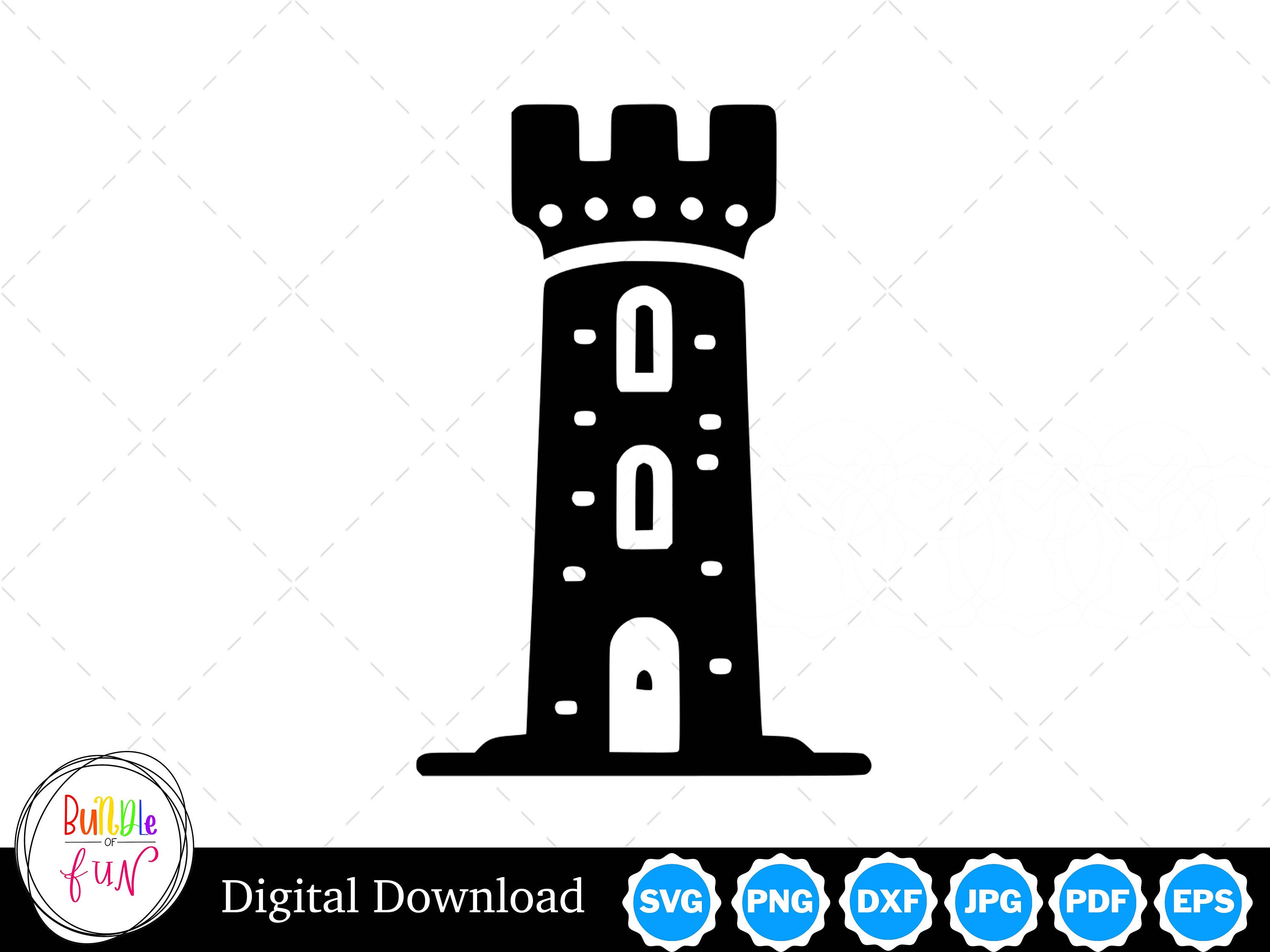 Castle Tower Silhouette Vector Image With SVG, Eps, Pdf, Png, Pdf, and ...