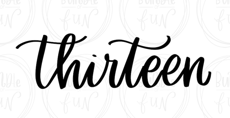Cursive Script Number Thirteen Vector Image Cut Files With SVG, Eps ...