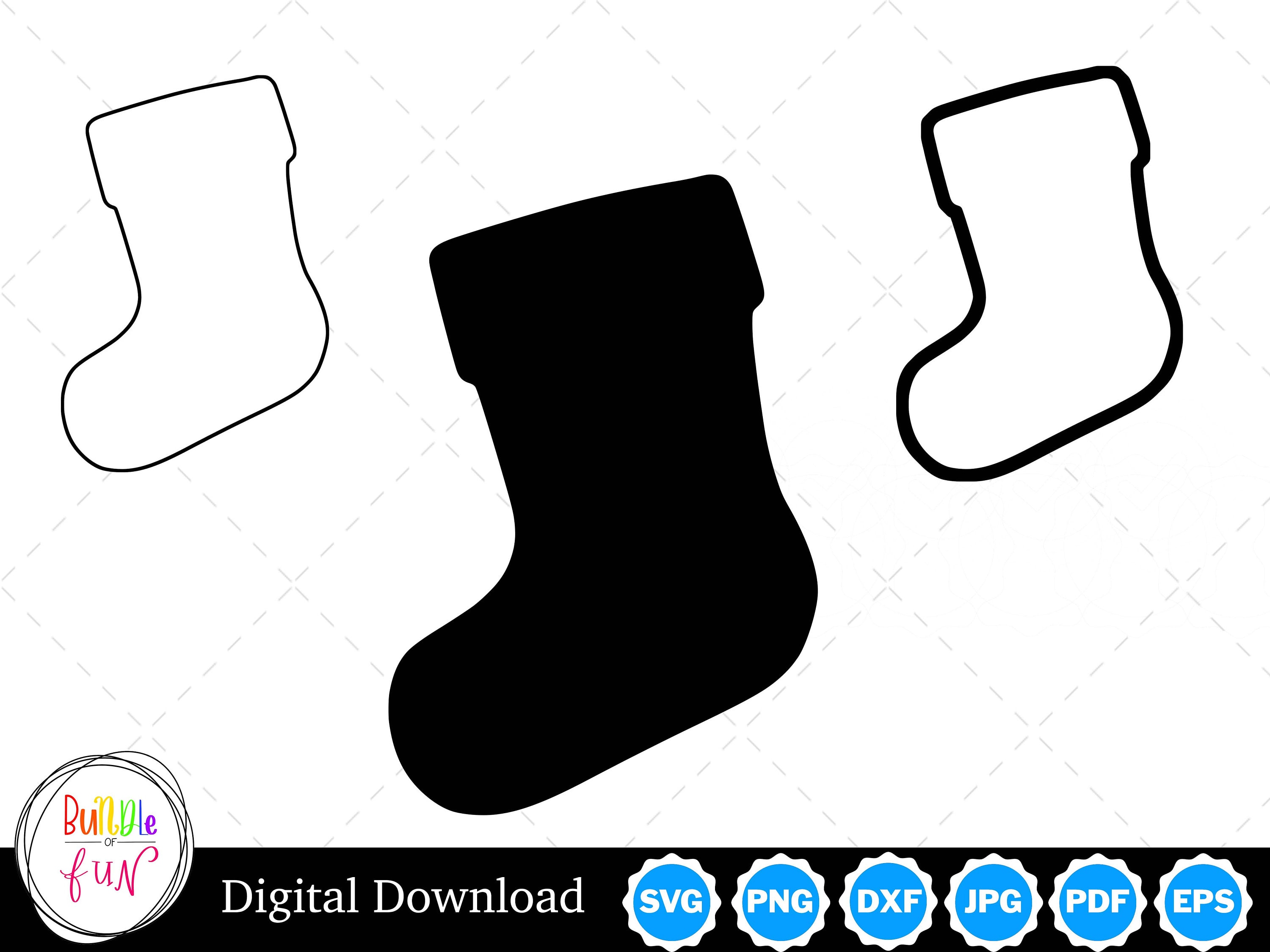 Stocking Silhouette With Two Outlines | Stocking SVG Christmas SVG ...