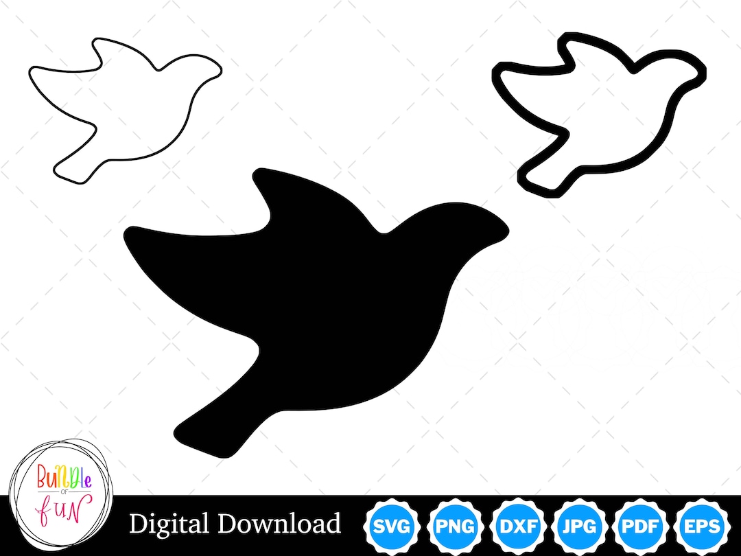 Dove Silhouette With Two Outlines | Dove SVG Dove Outline SVG | Dove ...