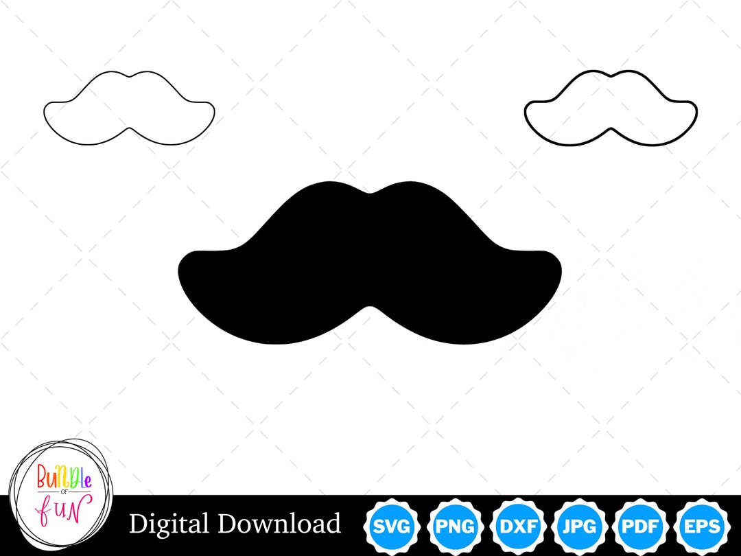 Mustache Silhouette With Two Outlines | Mustache SVG Mustache Outline ...