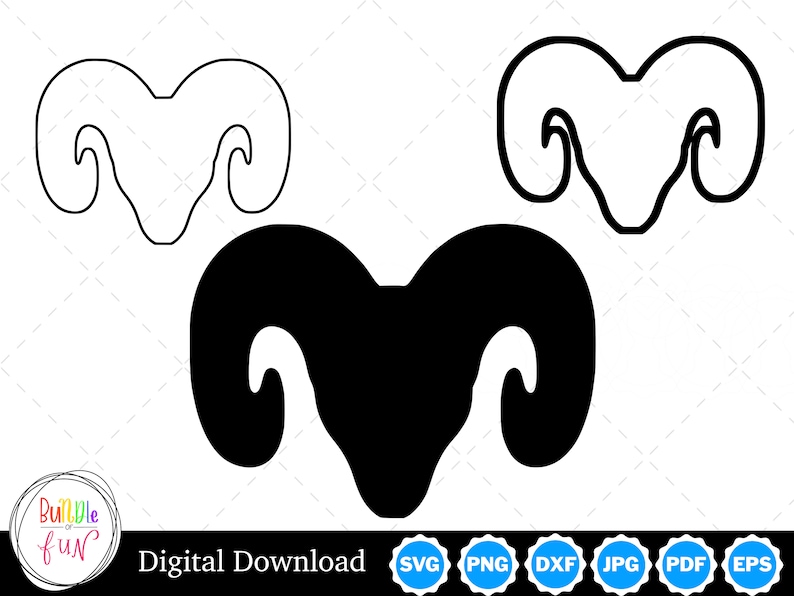 Ram Head Silhouette With Two Outlines | Ram Head SVG Ram Head Outline ...