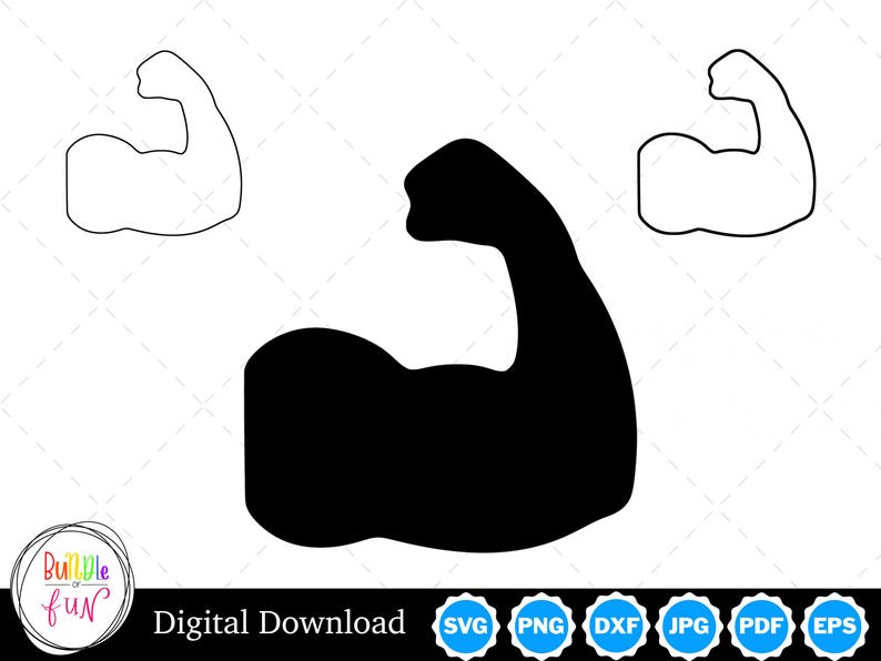 Muscle Arm Silhouette With Two Outlines | Muscle Arm SVG Muscle Arm ...