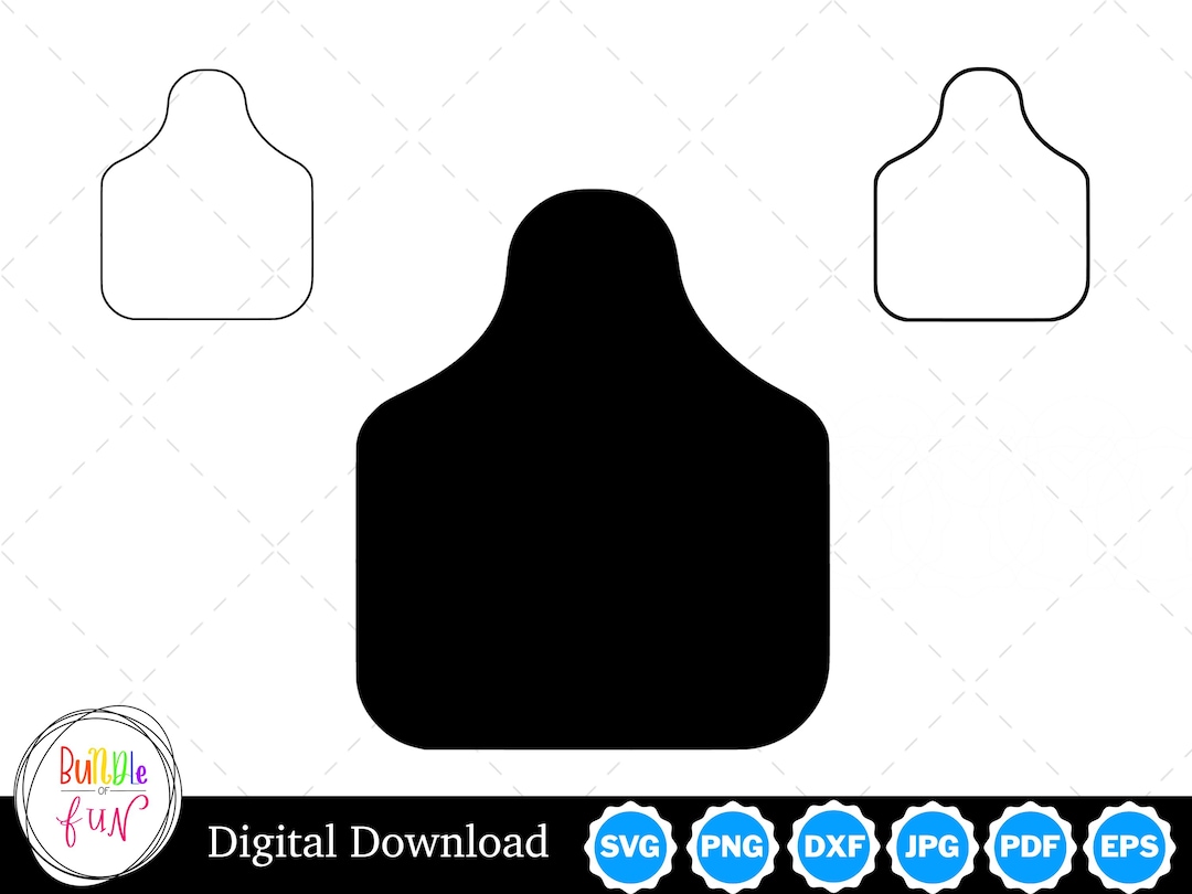 Ear Tag Silhouette With Two Outlines | Ear Tag SVG Ear Tag Outline SVG ...