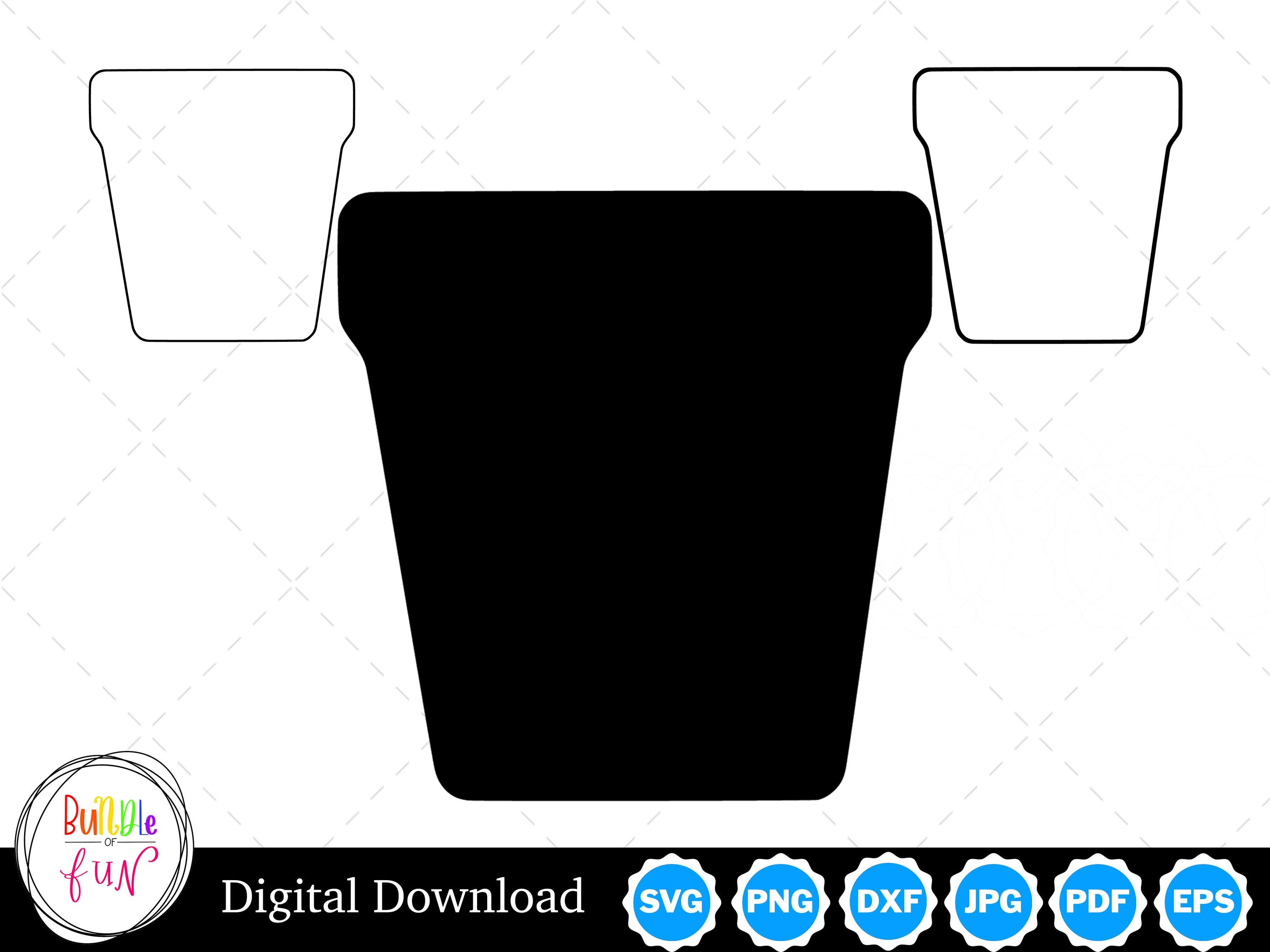 Flower Pot Silhouette With Two Outlines | Flower Pot SVG Flower Pot ...