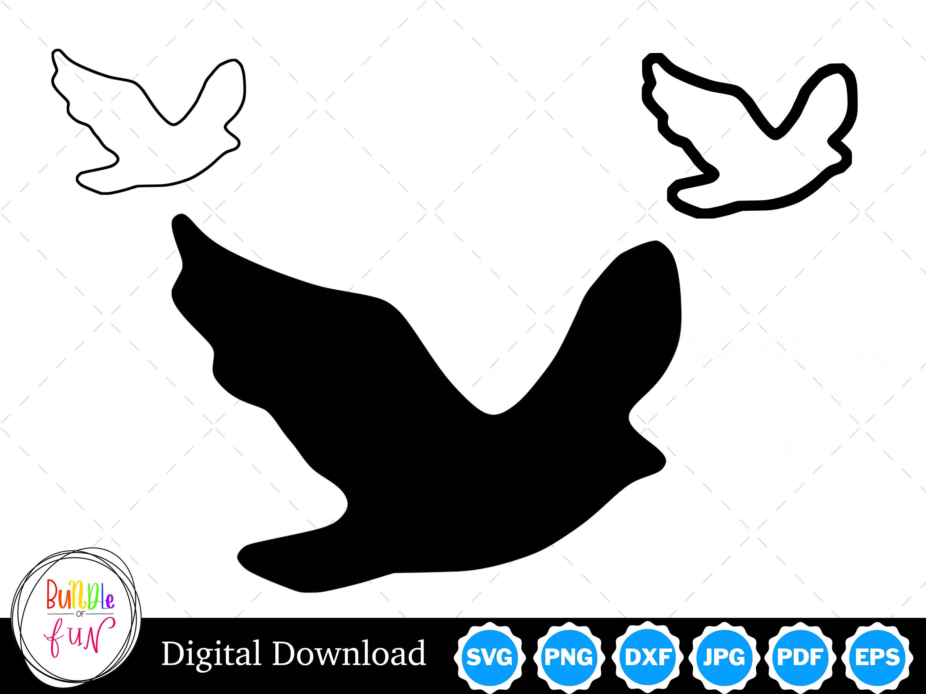 Flying Bird Silhouette With Two Outlines | Flying Bird SVG Flying Bird ...
